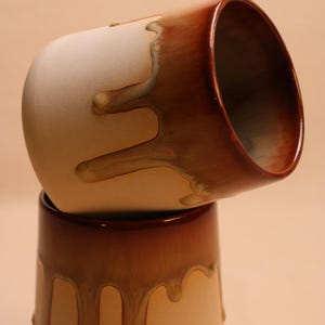 Dripping Style White Clay Brown Glaze Pottery, Handmade Stoneware ...