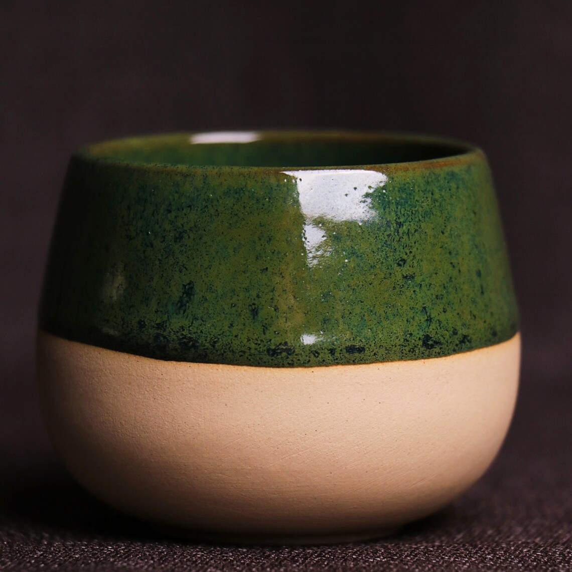 Double Espresso Cup in Dark Green Handmade White Stoneware - Etsy