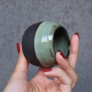 Black and Blue Stoneware Ceramic, Small Single Espresso Shot Cup ...