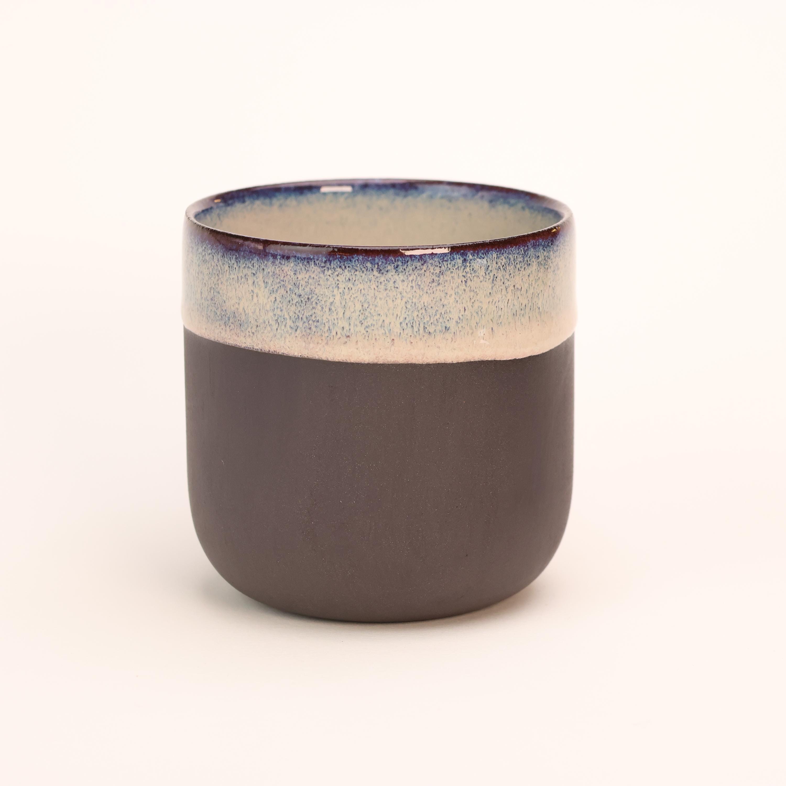 Black Stoneware Cup 250ml, Glazed in Blue and White, Used for Coffee ...