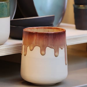 Dripping Style White Clay Brown Glaze Pottery, Handmade Stoneware ...