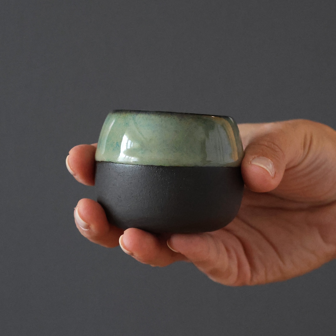Black and Blue Stoneware Ceramic, Small Single Espresso Shot Cup ...