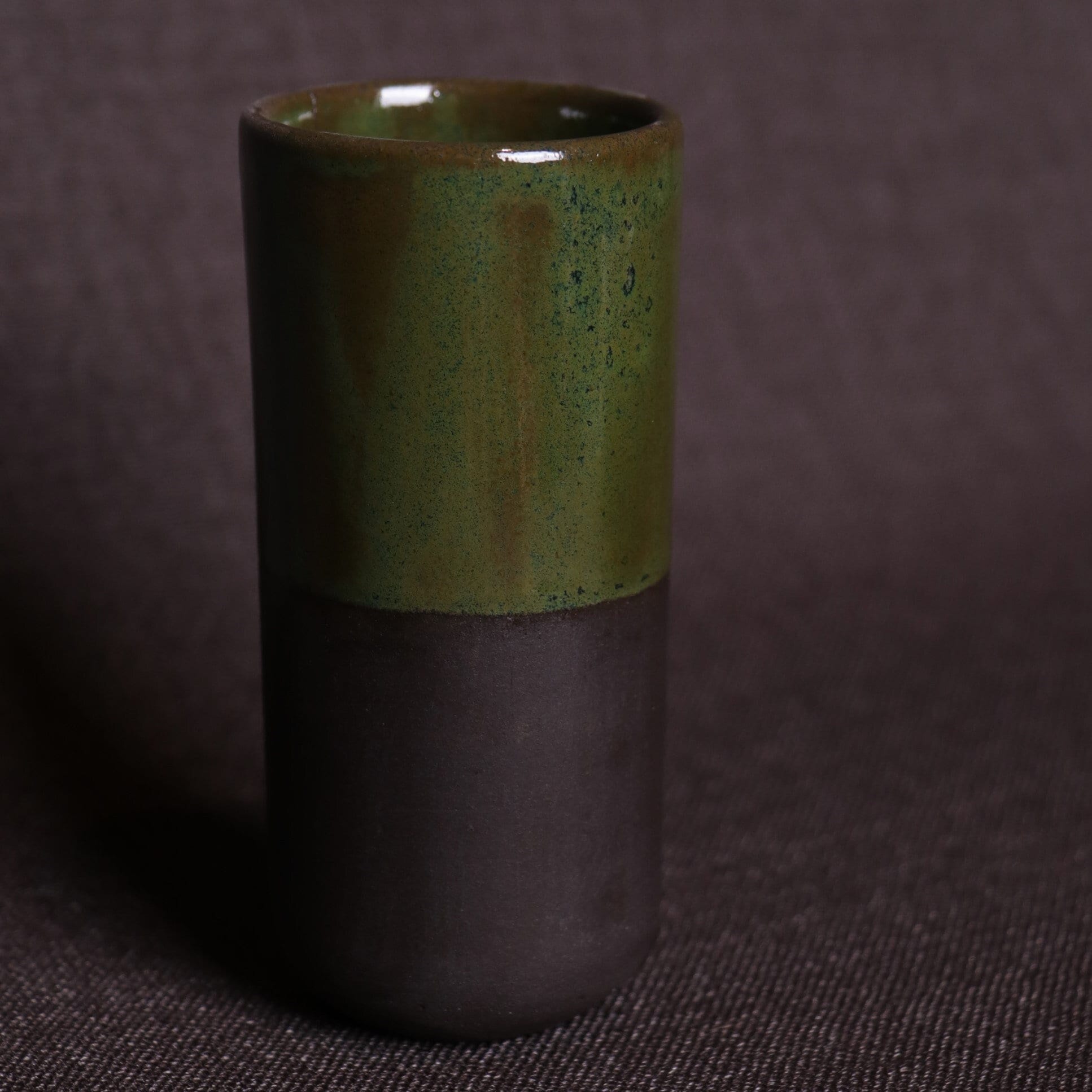 Black Clay Water Glass, Handmade Stoneware Ceramic Drinkware in Green ...