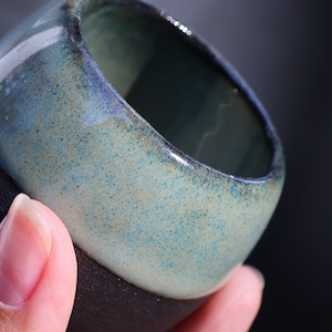 Black and Blue Stoneware Ceramic, Small Single Espresso Shot Cup ...
