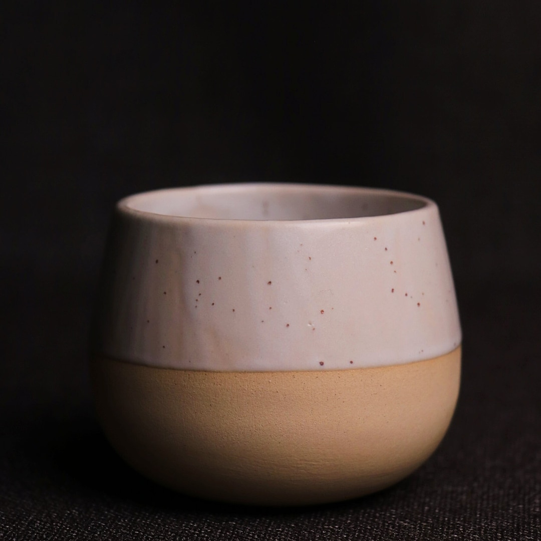 Double Espresso Cup in Clear White, Handmade White Clay Stoneware ...