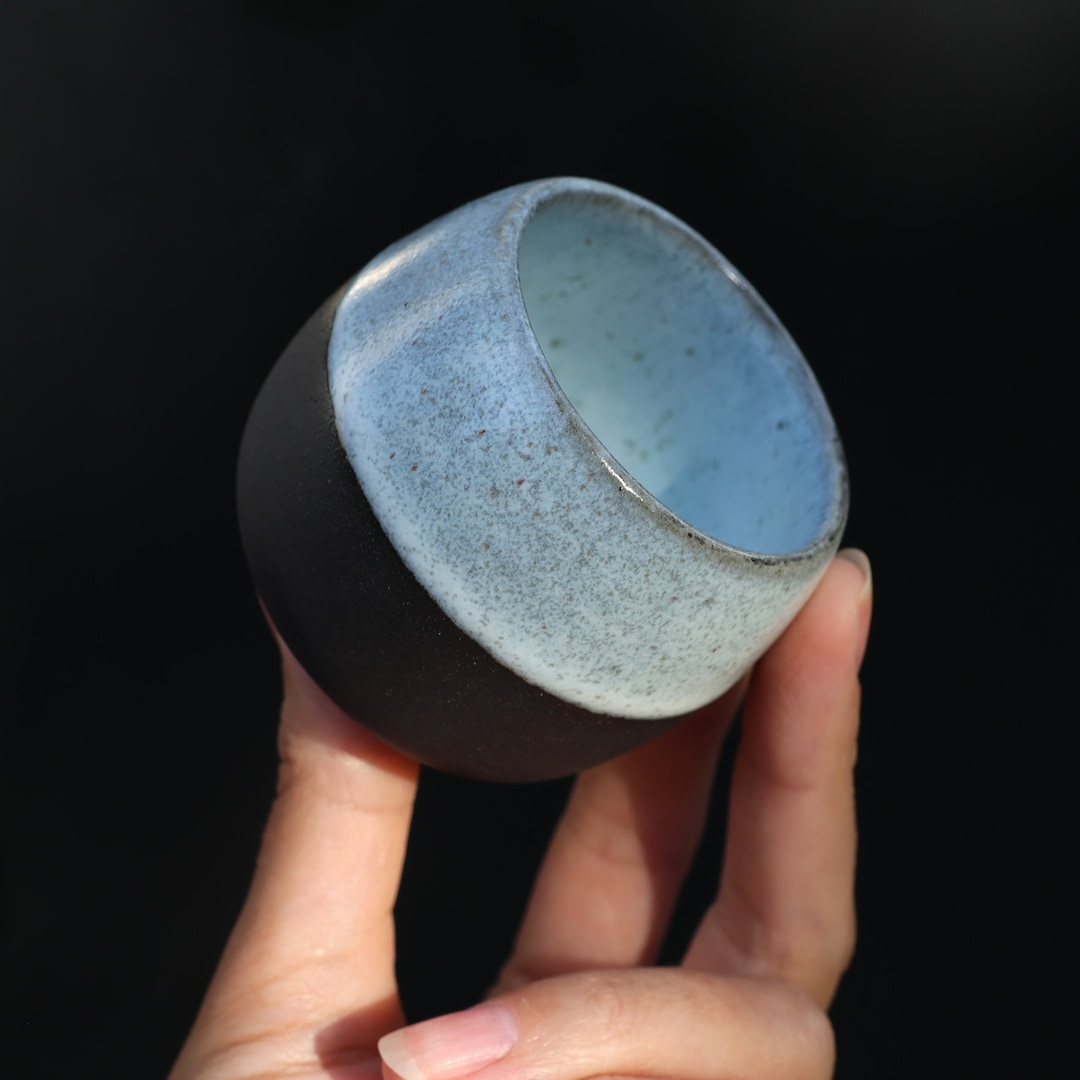 Black and White Stoneware Ceramic Small Single Espresso Shot Cup ...