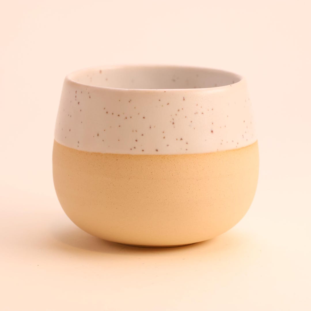 Double Espresso Cup in Clear White, Handmade White Clay Stoneware ...