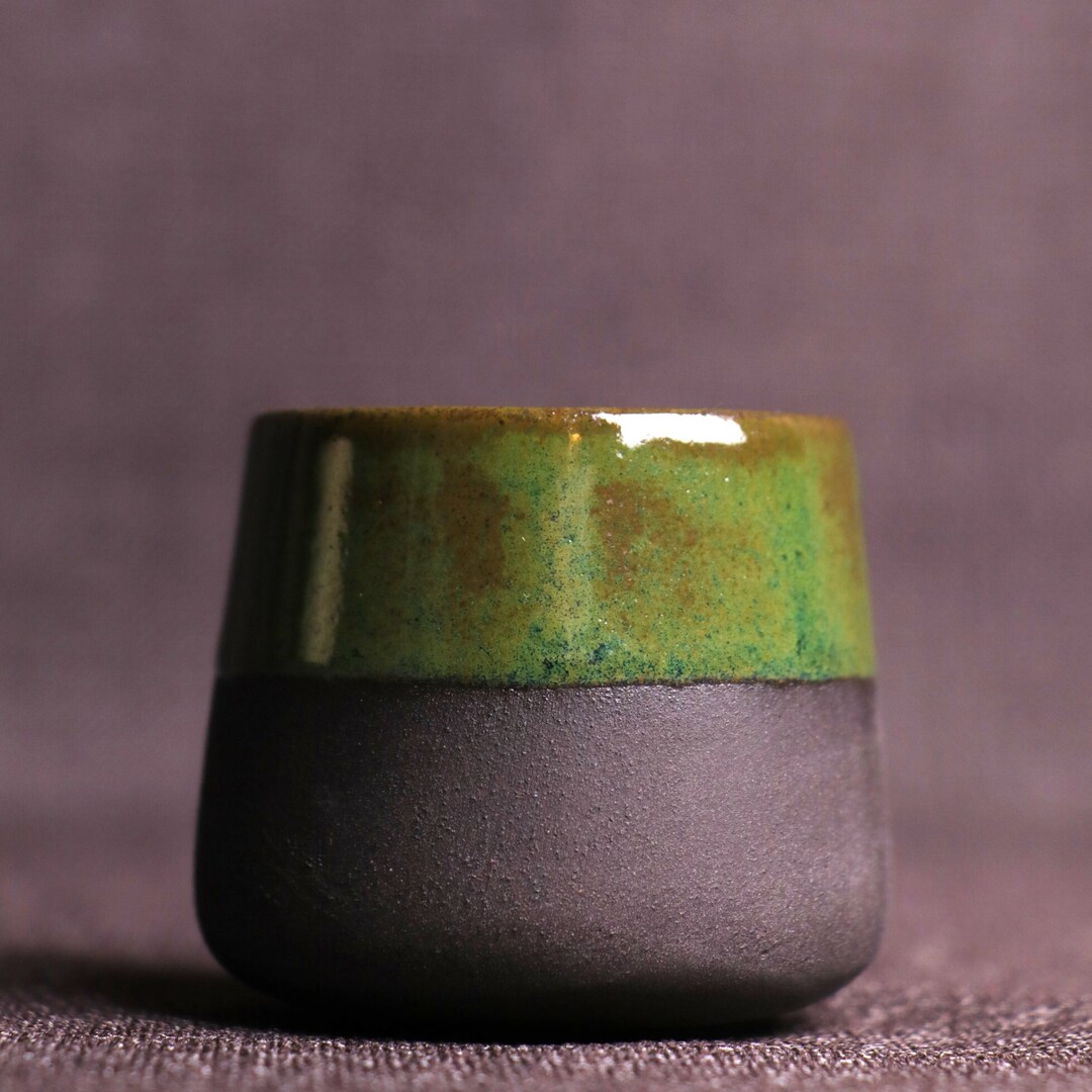 Single Shot Dark Green Black Clay Stoneware Espresso Shot Cup, 75 Ml ...