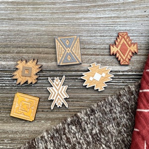 Aztec Southwest Magnet Set of 6 ~ Painted Wood ~ Strong Magnets ~ Home ...