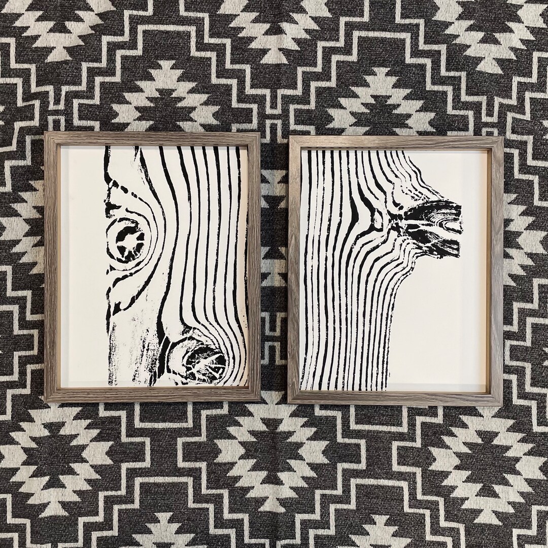 Wood Grain Prints Set of 2 Framed Original Rolled Ink Prints Rustic ...