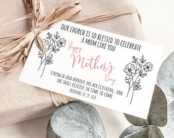 DIGITAL Church Happy Mother's Day Gift Tag Present for Moms on Mothers ...