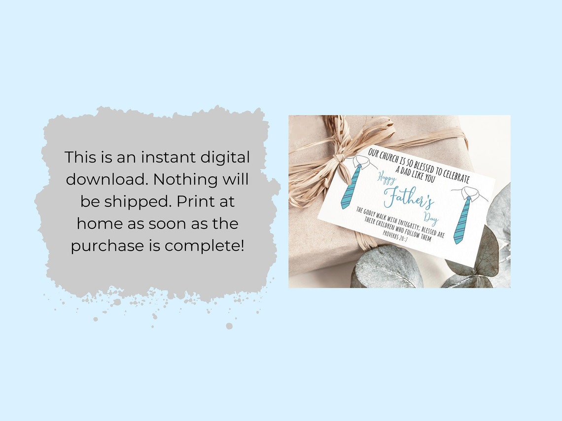 DIGITAL Church Happy Father's Day Gift Tag Present for Dads on Fathers ...