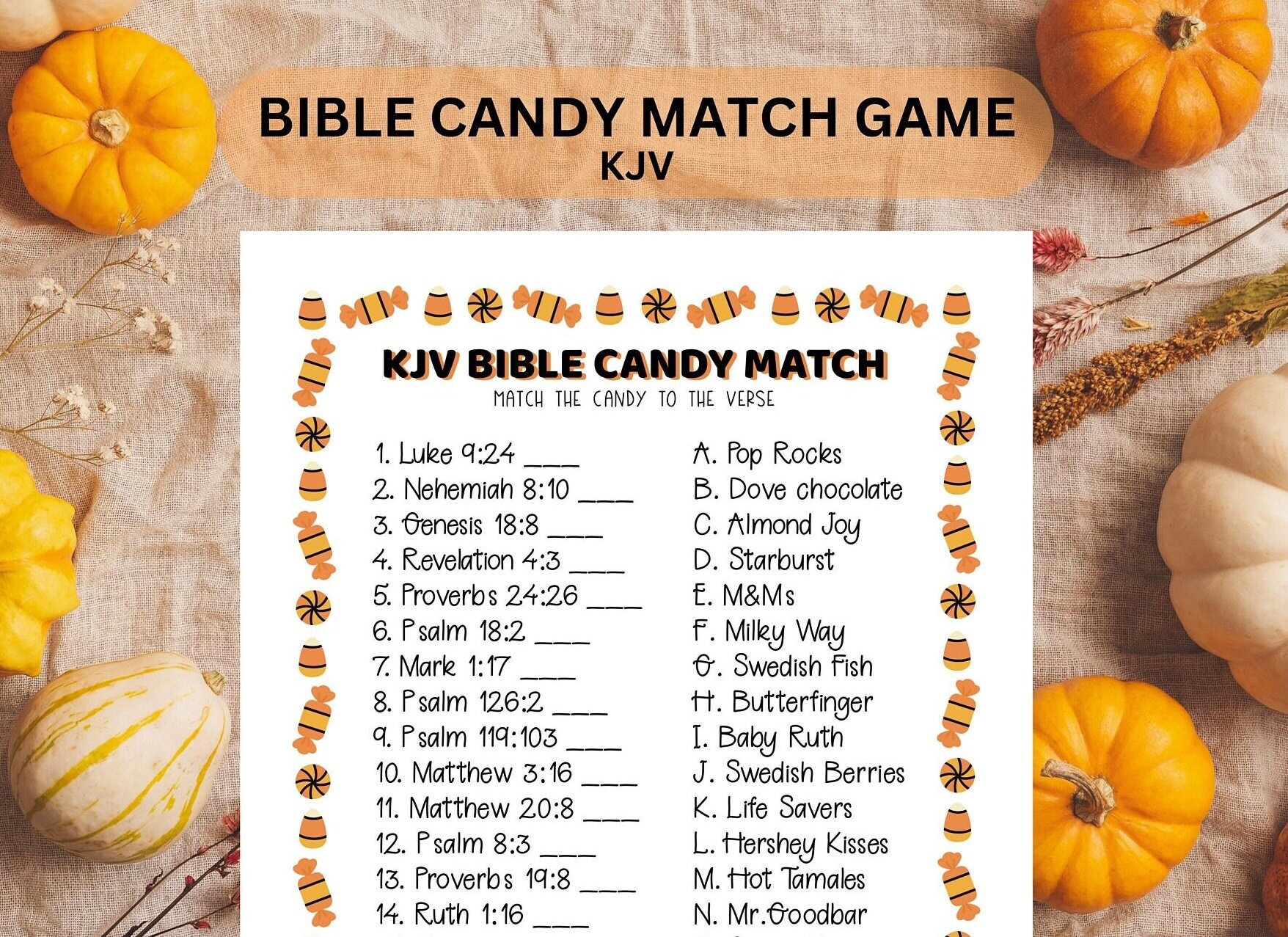 DIGITAL KJV Bible Candy Party Match Game, Harvest Bible Game for Kids ...