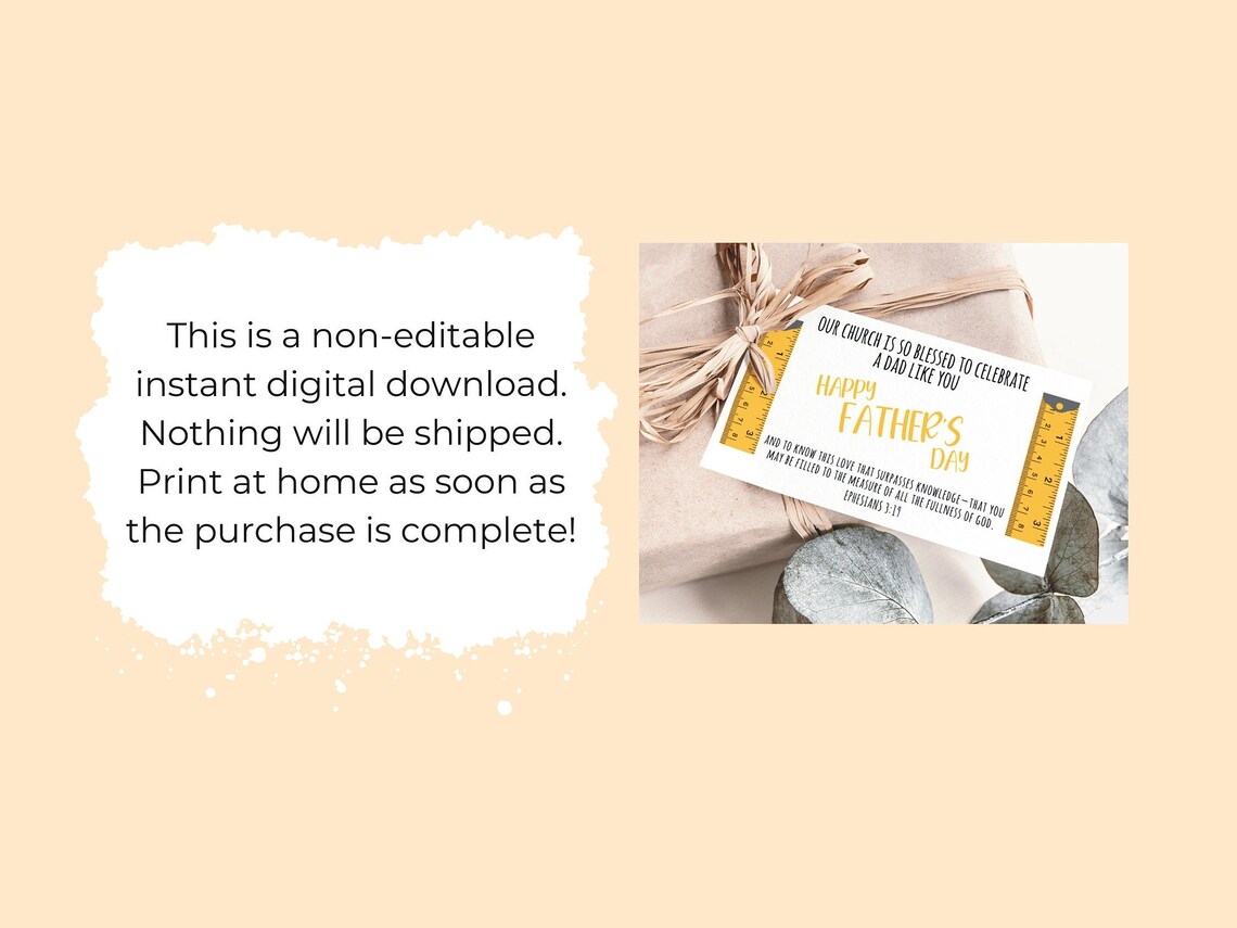 DIGITAL Church Happy Father's Day Gift Tag Present for Dads on Fathers ...