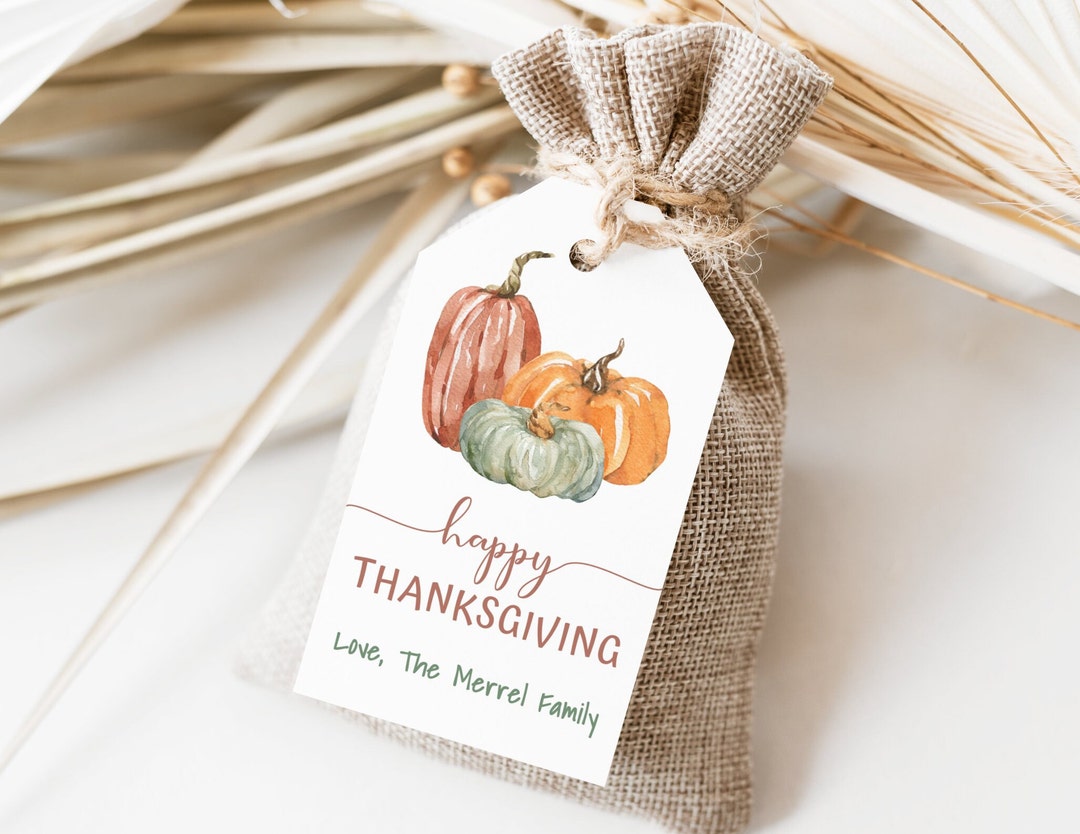 DIGITAL Happy Thanksgiving Fall Gift Tag Template Cute - Etsy