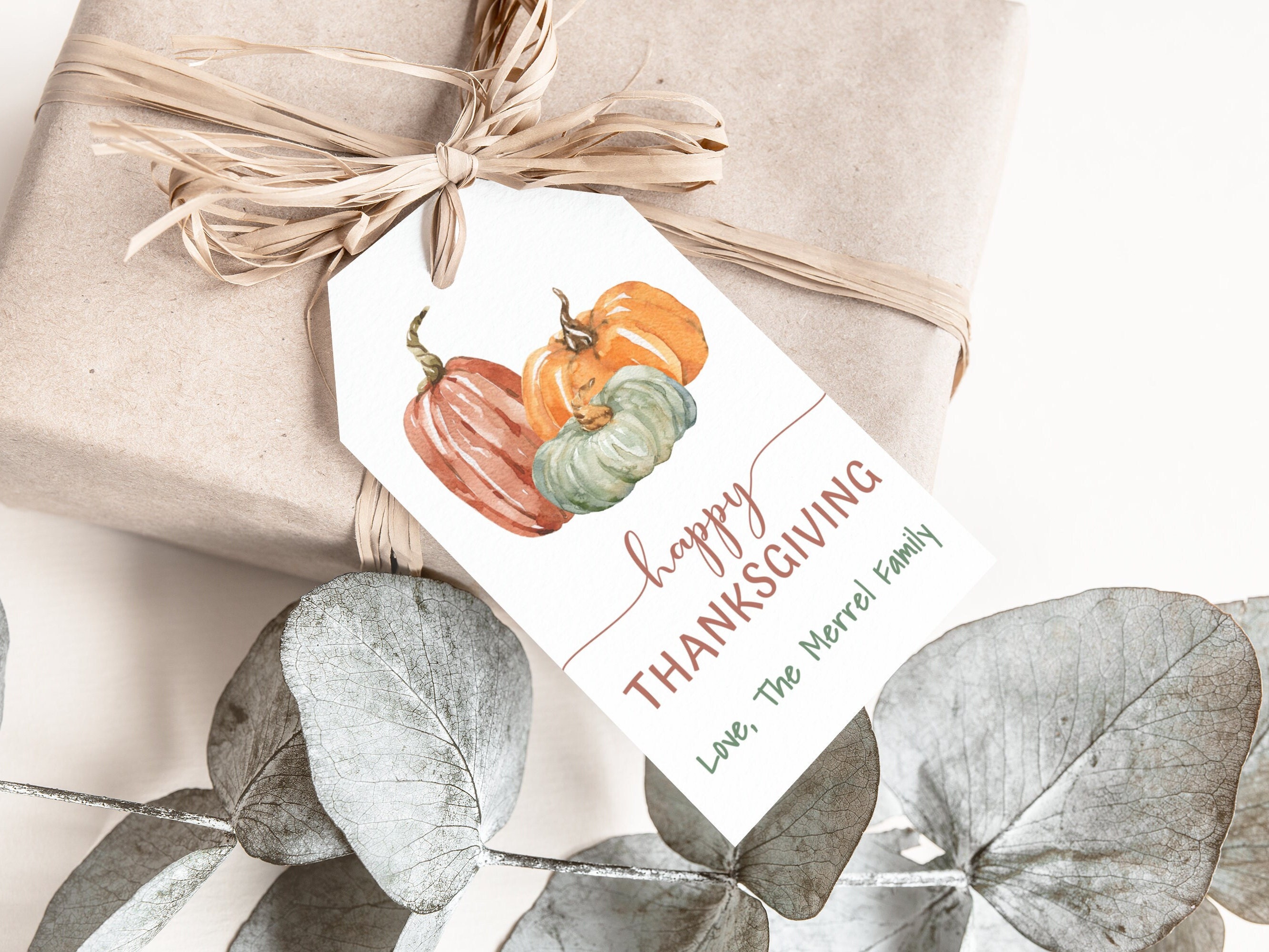DIGITAL Happy Thanksgiving Fall Gift Tag Template Cute - Etsy
