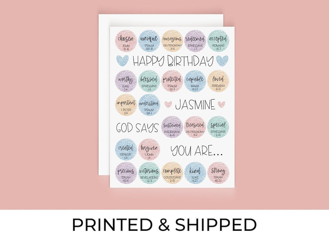 Happy Birthday Bible Verses Greeting Card, God Says You Are, Scripture ...