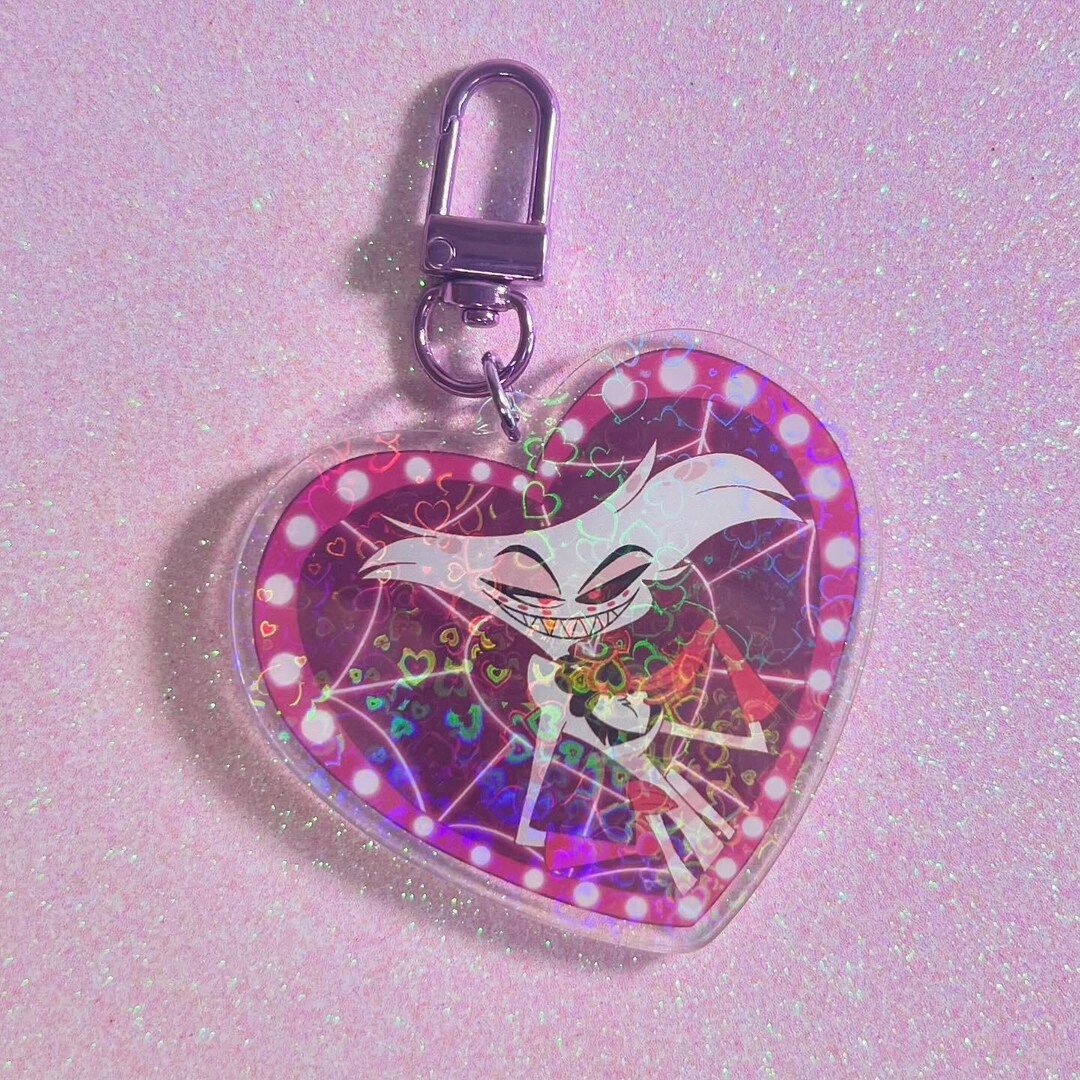 Angel Dust Holographic Heart Keychain and Sticker Bundle - Etsy