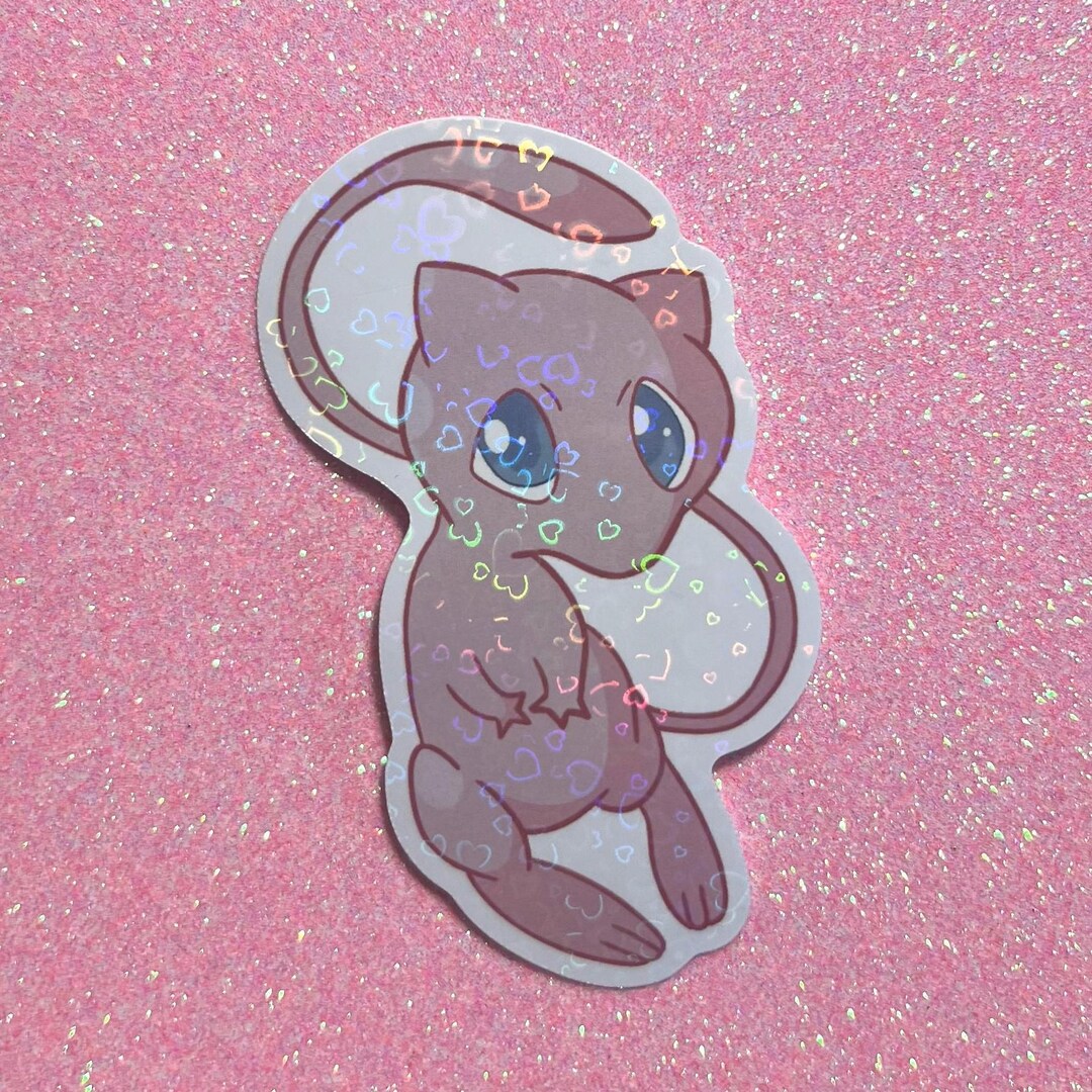 Mew Holographic Heart Pokémon Sticker - Etsy