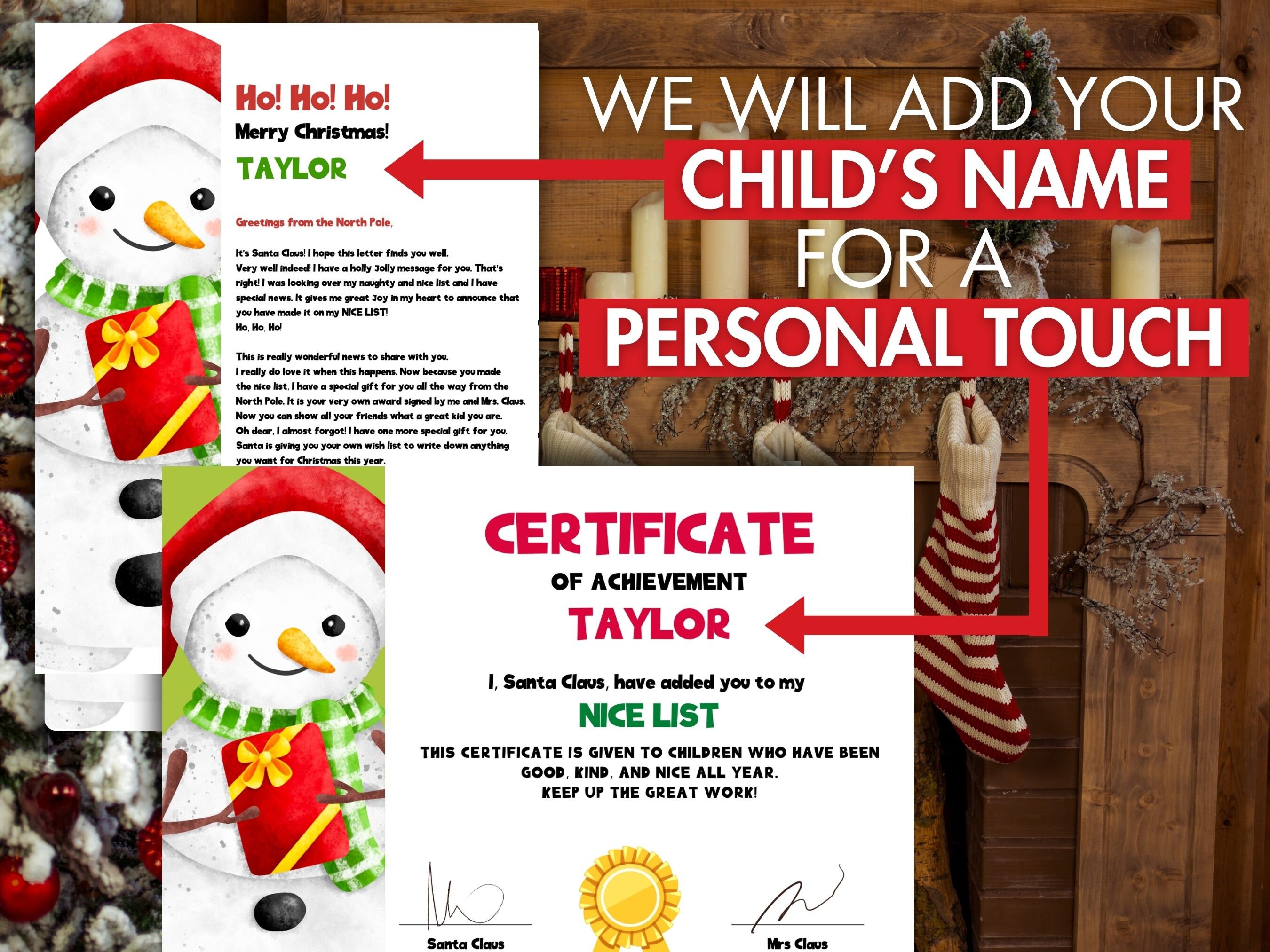 Personalized Printable Letter From Santa, Christmas Wishlist, Nice List ...