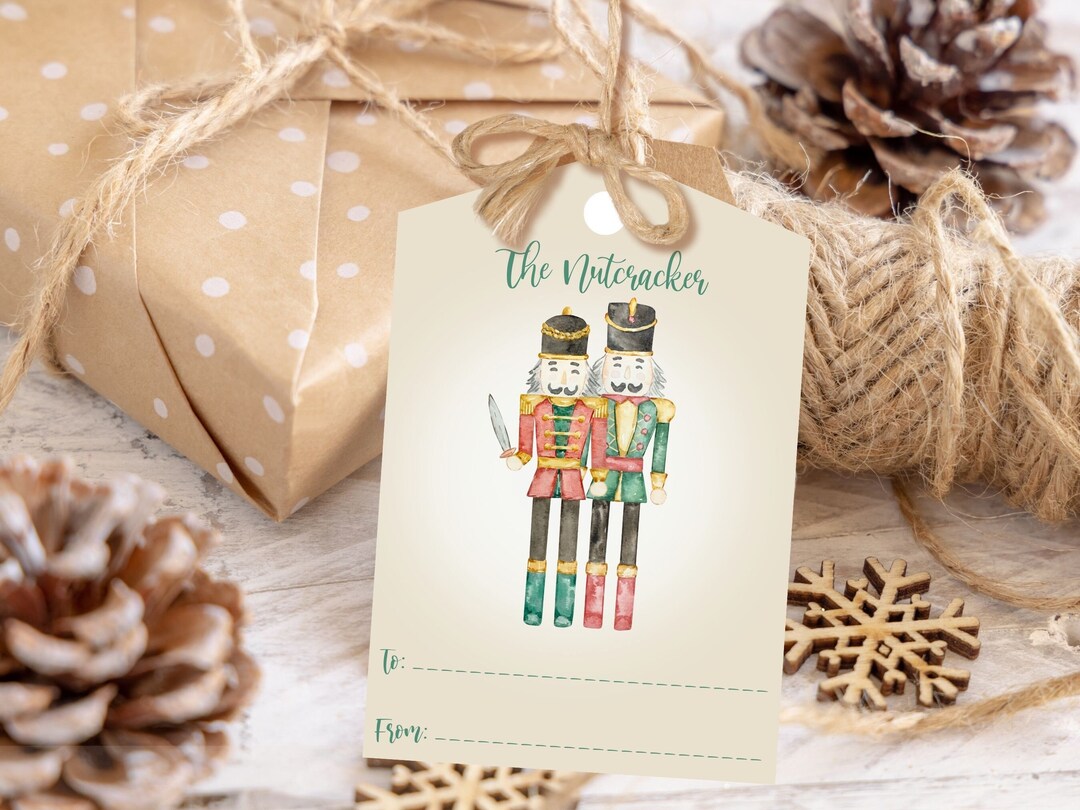 Printable Nutcracker Holiday Theme Digital Gift Tags, Festive Christmas ...