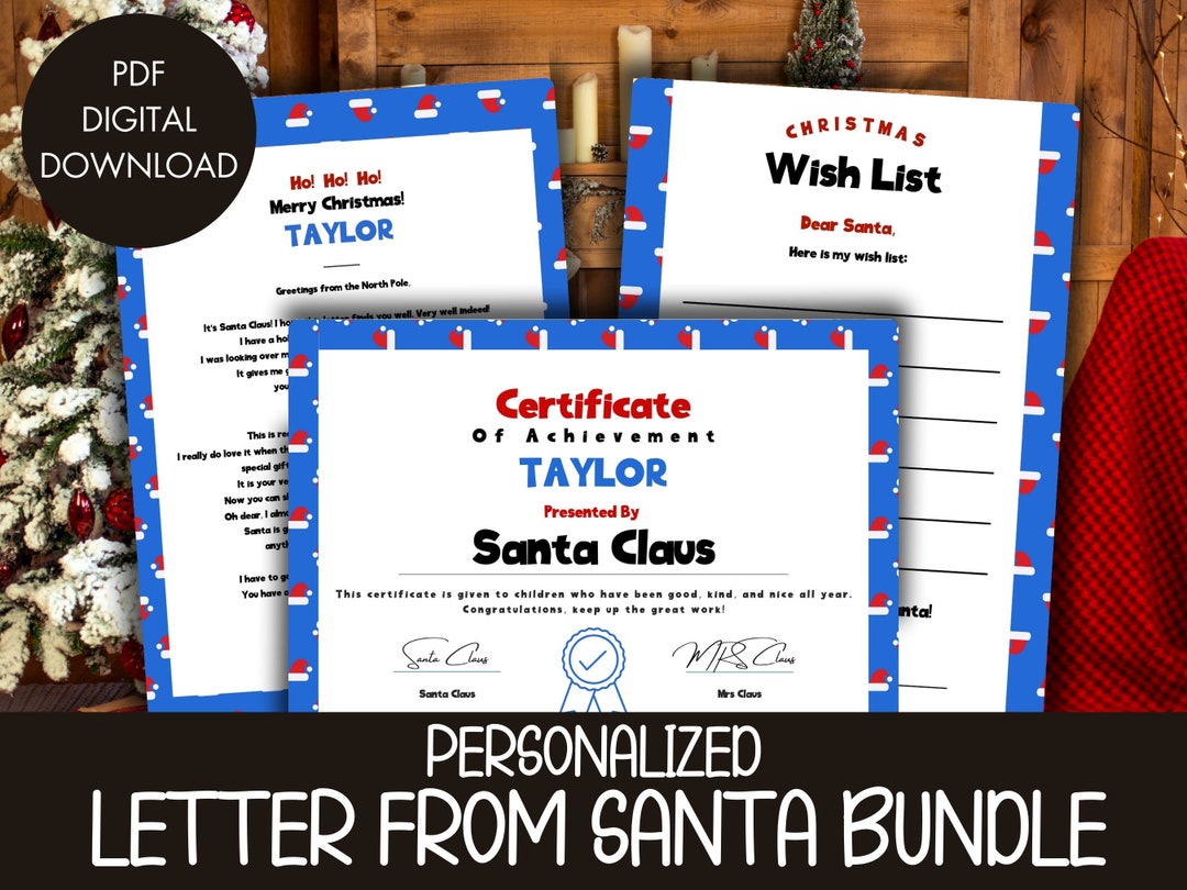Personalized Printable Letter From Santa, Christmas Wishlist, Nice List ...