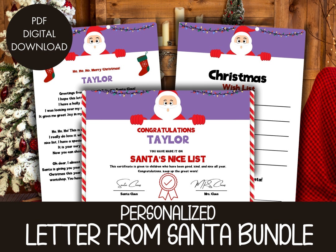 Personalized Printable Letter From Santa Christmas Wishlist - Etsy