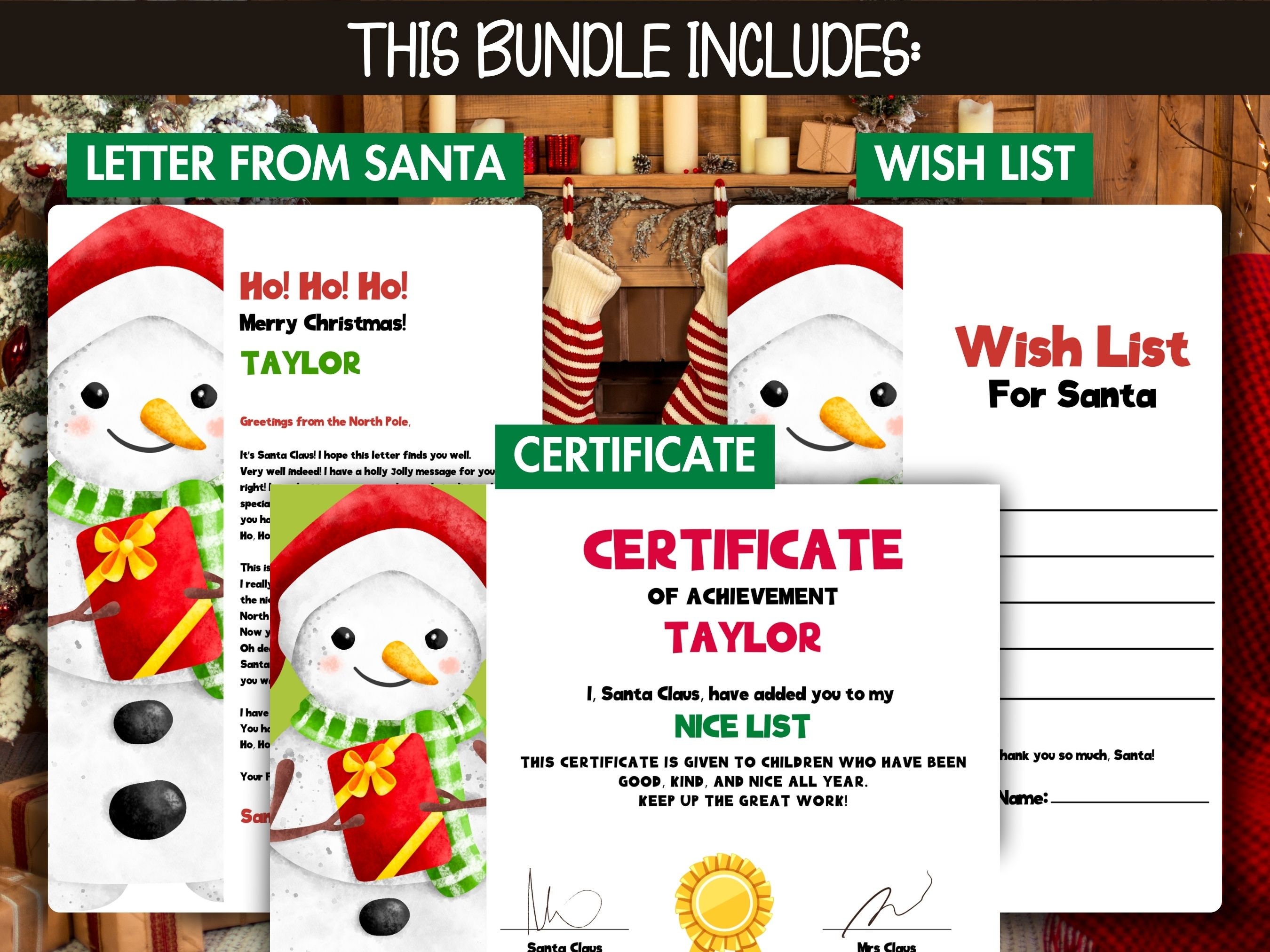 Personalized Printable Letter From Santa, Christmas Wishlist, Nice List ...