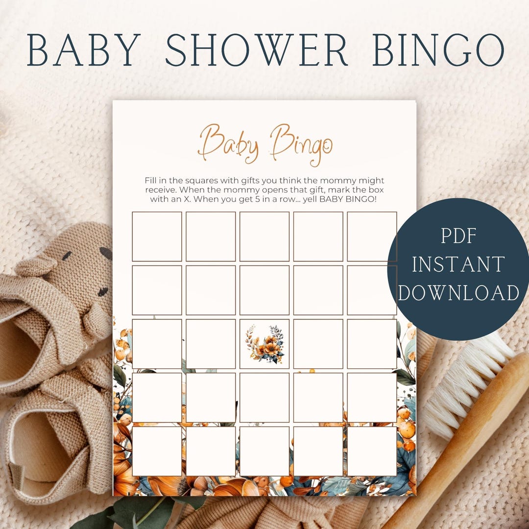 Fall Baby Bingo, Baby Shower Game, Printable Download Games, Boho ...