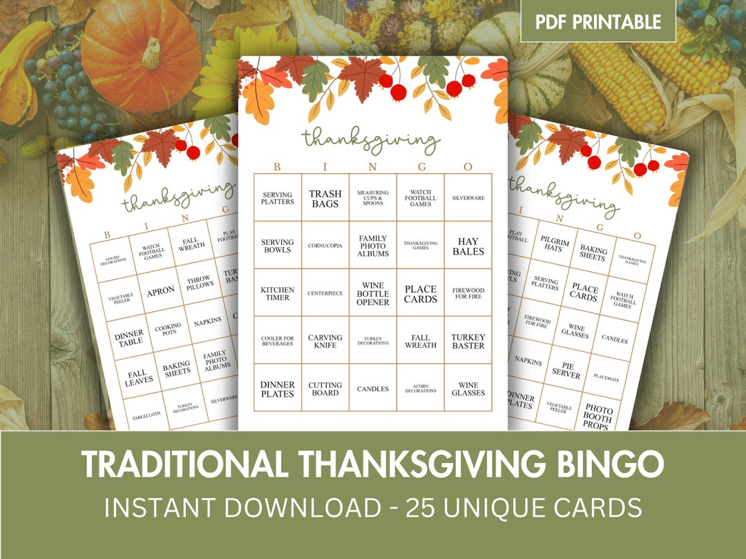 Printable Thanksgiving Bingo Cards, Printable Fall Game, Fall Classroom ...