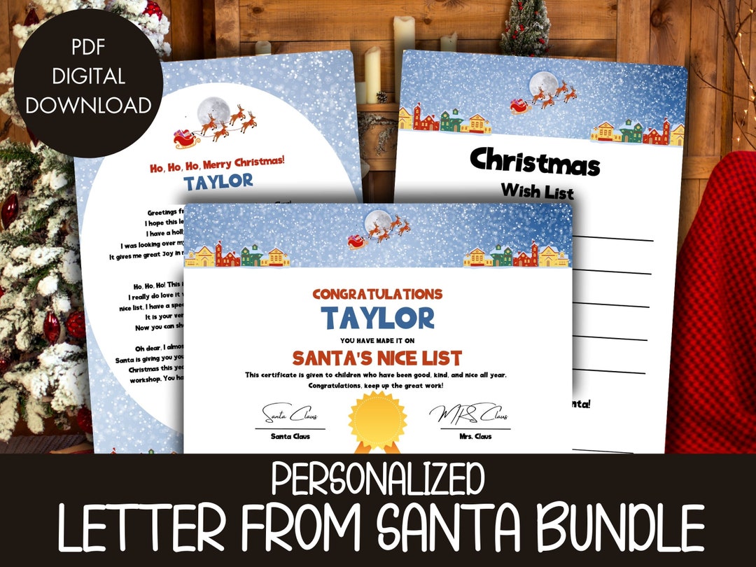 Personalized Printable Letter From Santa, Christmas Wishlist, Nice List ...