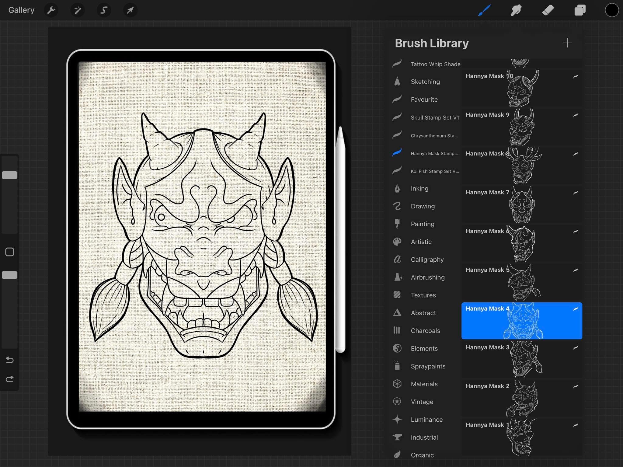 Hannya Mask Stencil's / Brush Set - 12 Pack - Etsy