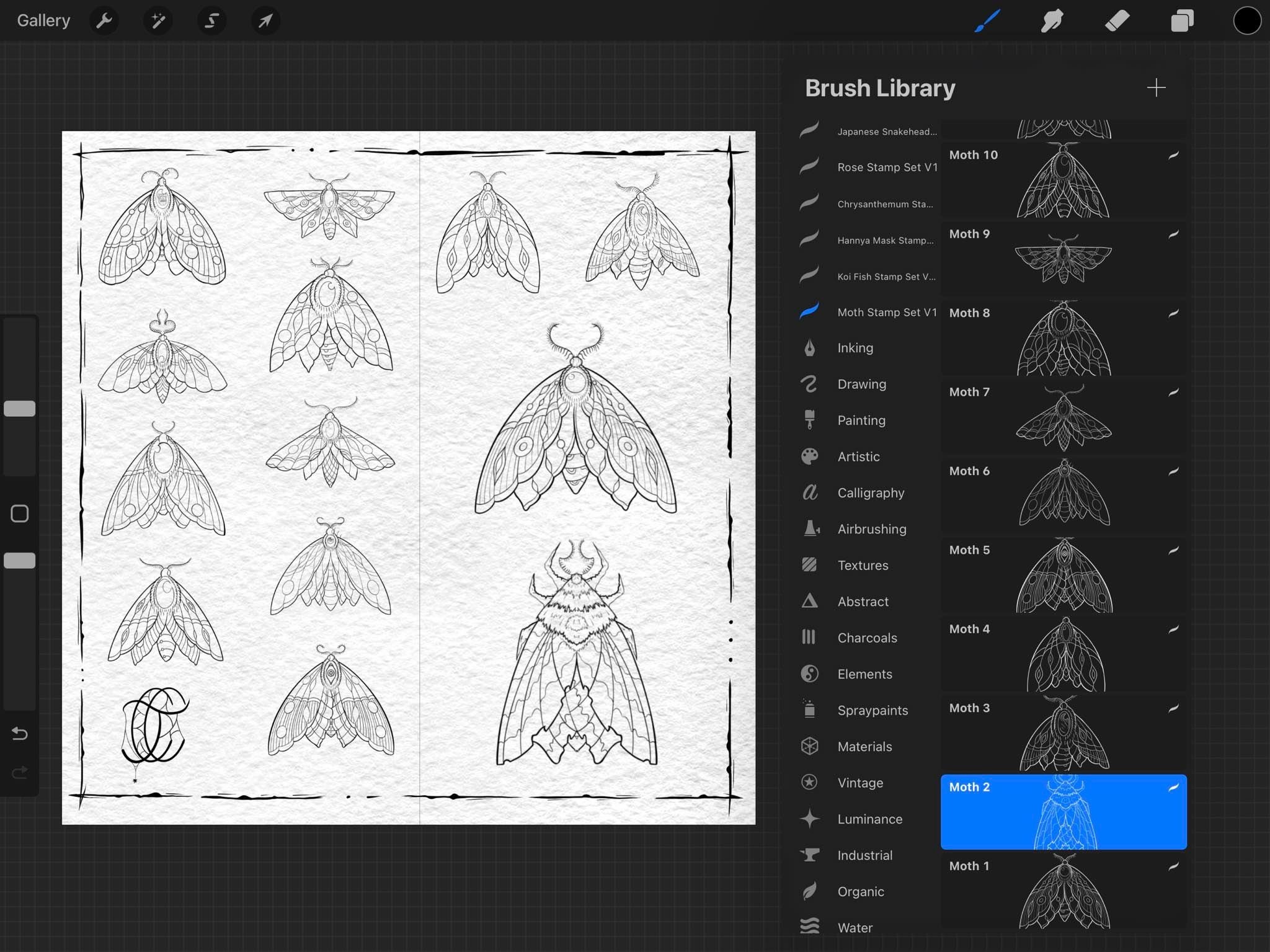 Neo Traditional Moth Stencil's / Brush Set- 13 Pack - Etsy