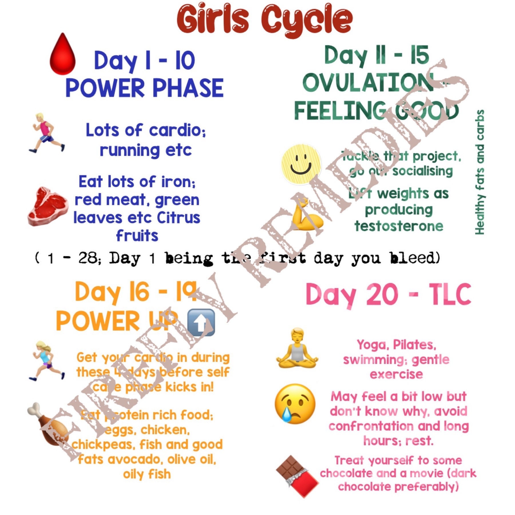 Monthly Cycle Chart for Teenage Girl, PMS Chart for Girls 28 Day Cycle, Understanding My ...