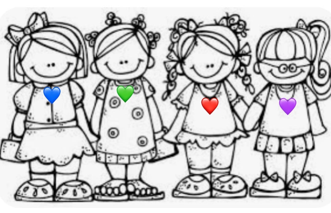 Best Friends Colour Together Template, Colouring for Kids, Children to ...