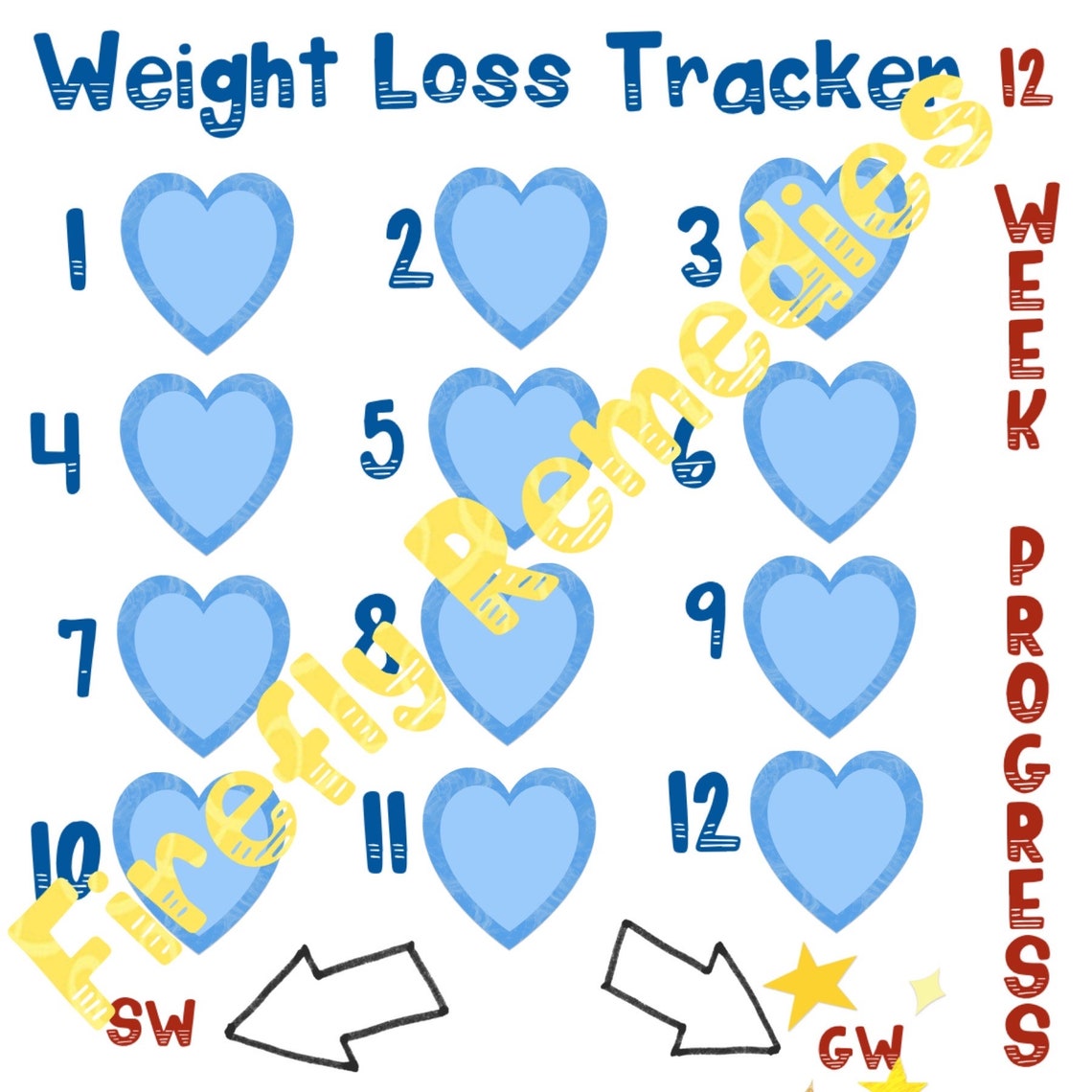 Weight Loss Tracker, 12 Week Weight Loss Chart, Chart to Record Weight ...