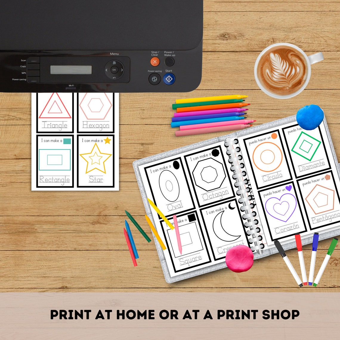 Shape Playdough Flashcards Bilingual Flashcards Fine Motor - Etsy