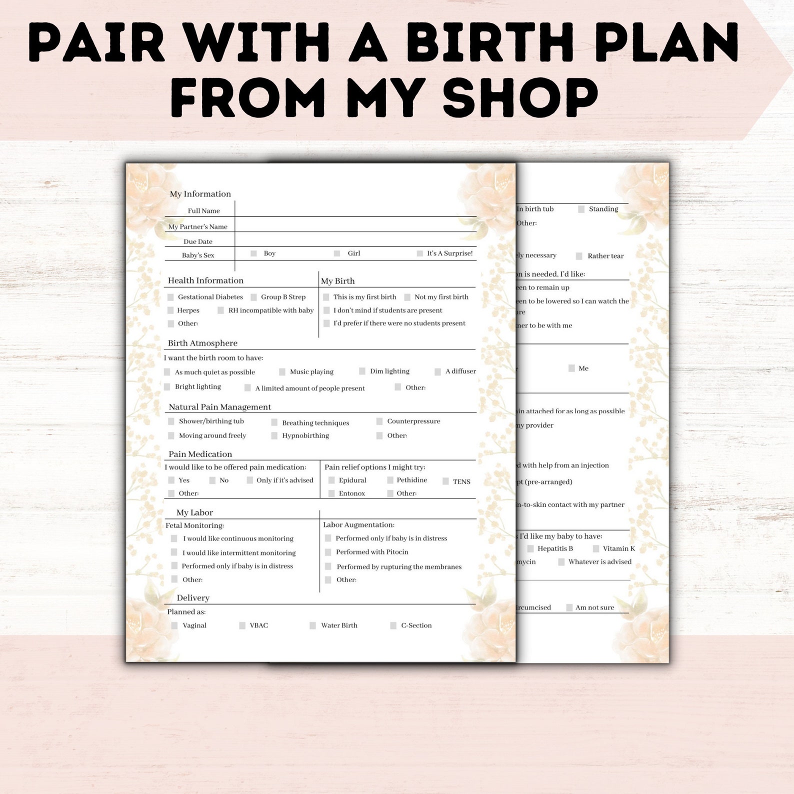 Birth Bag Packing List Printable Pink, Hospital Bag Checklist, New Baby ...