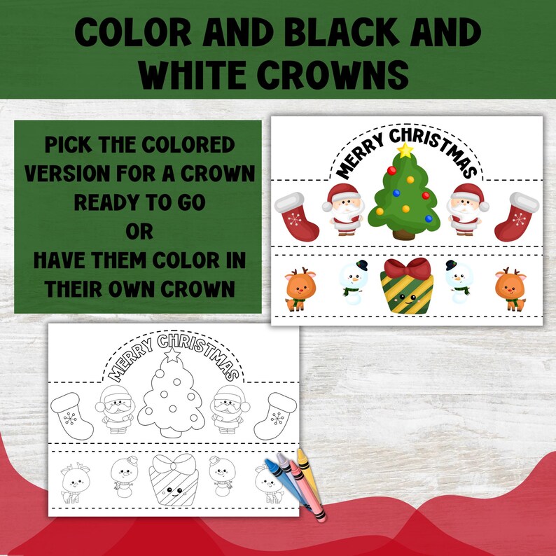 Christmas Crown Craft for Kids, Printable Coloring Crown Template, Kids ...