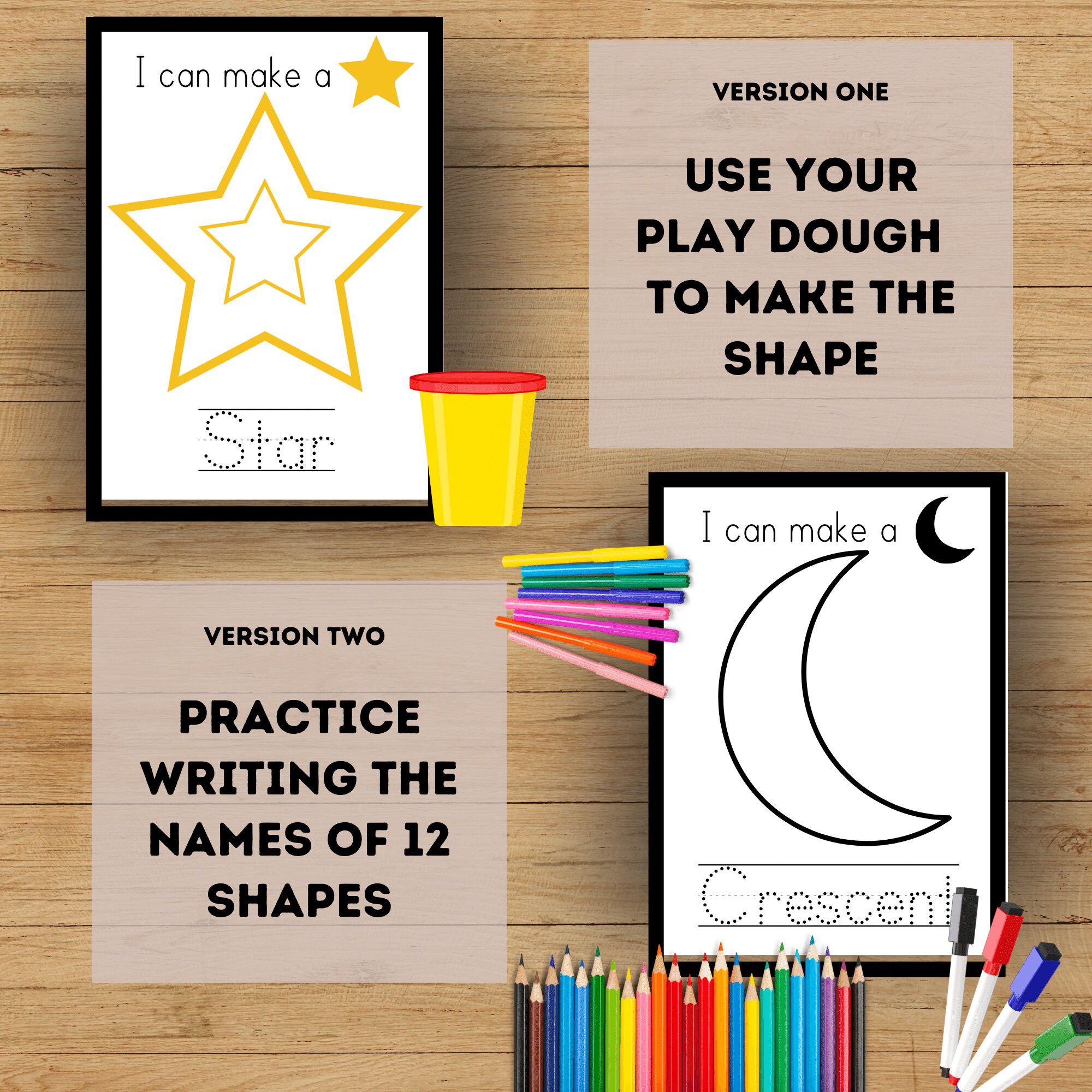 Shape Playdough Flashcards, Learning Shapes, Fine Motor Skills ...