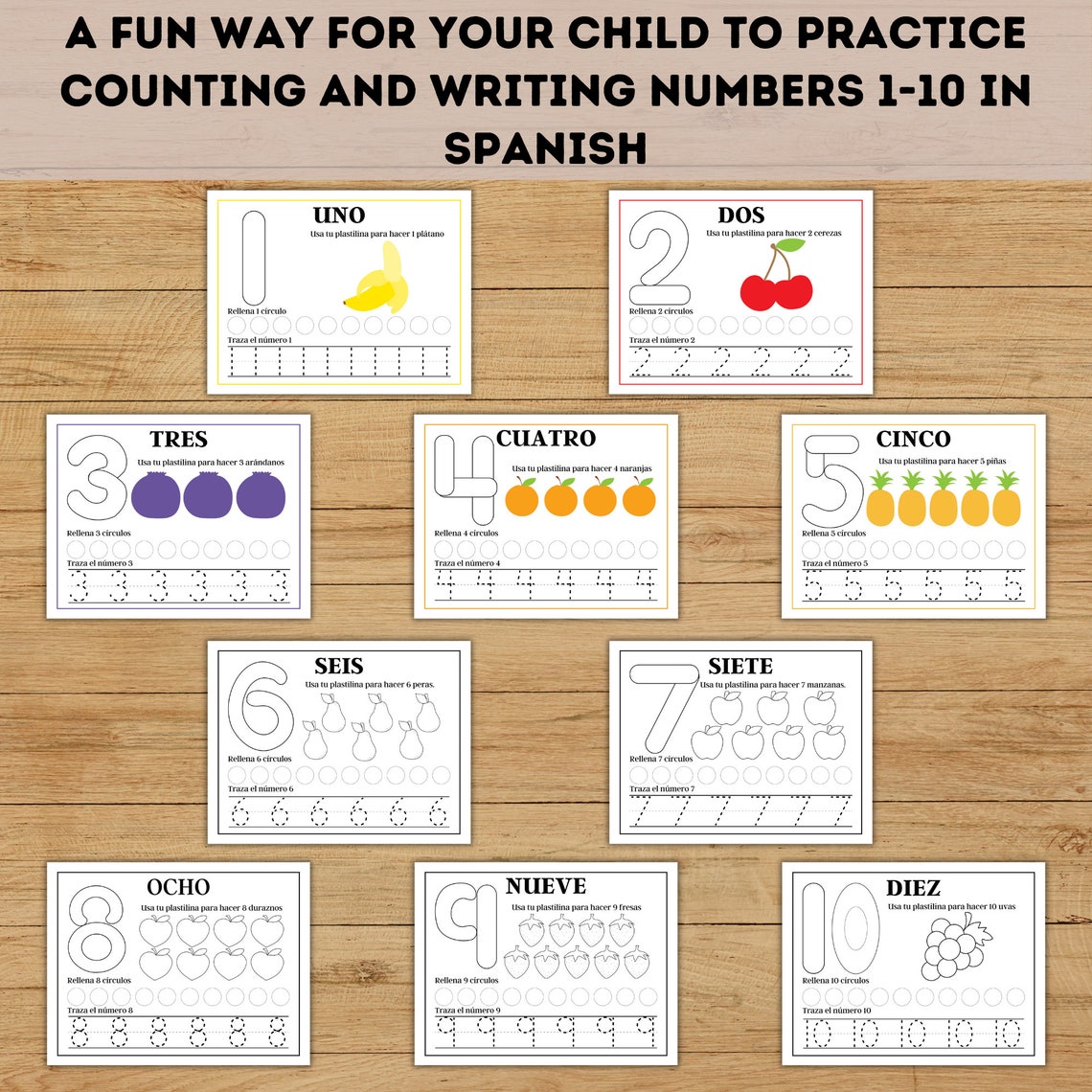 Number Playdough Mats, Spanish Learning, Fine Motor Skills, Number ...