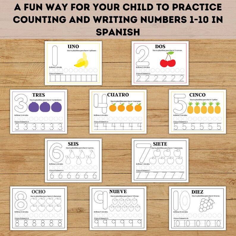 Number Playdough Mats, Spanish Learning, Fine Motor Skills, Number ...