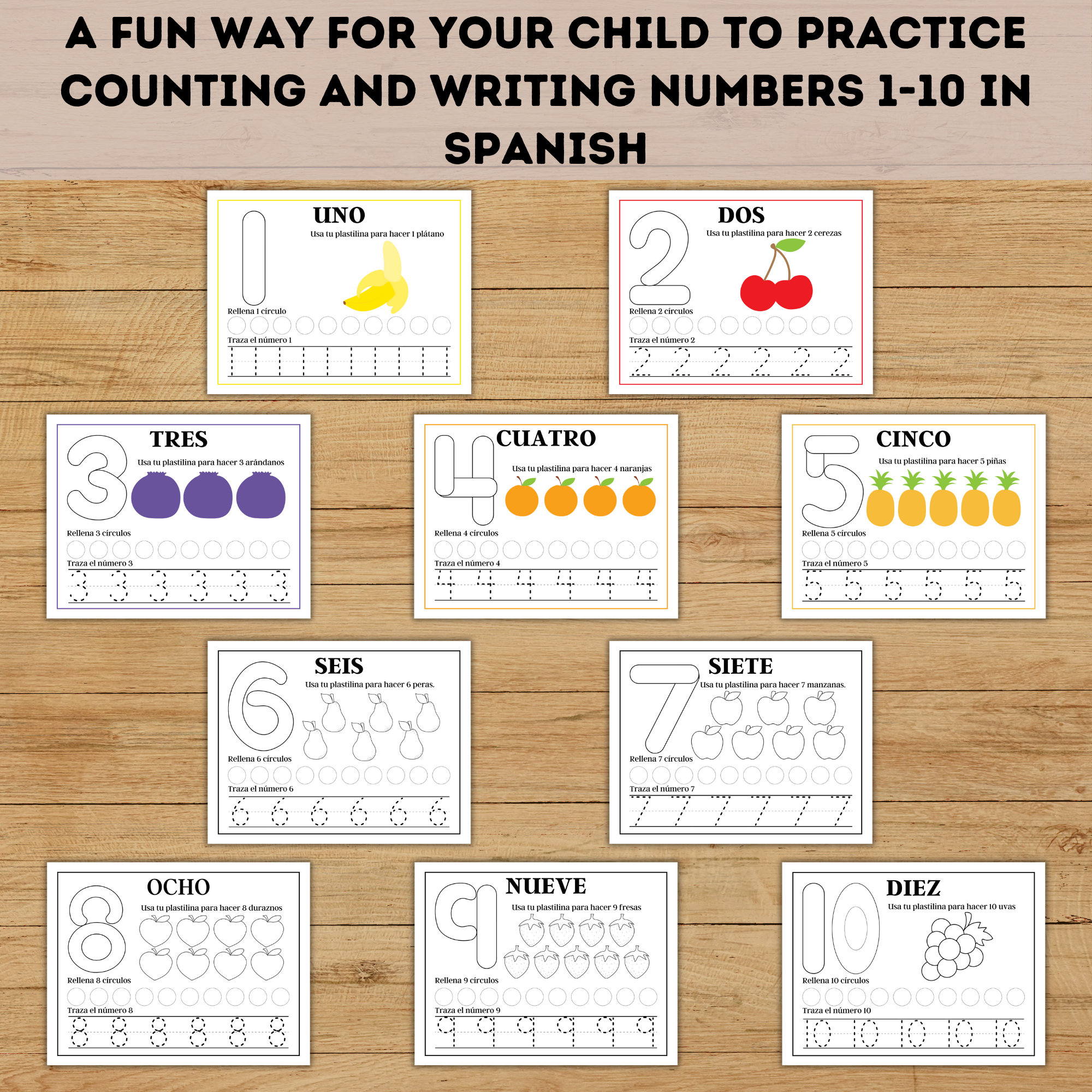 Number Playdough Mats, Spanish Learning, Fine Motor Skills, Number ...