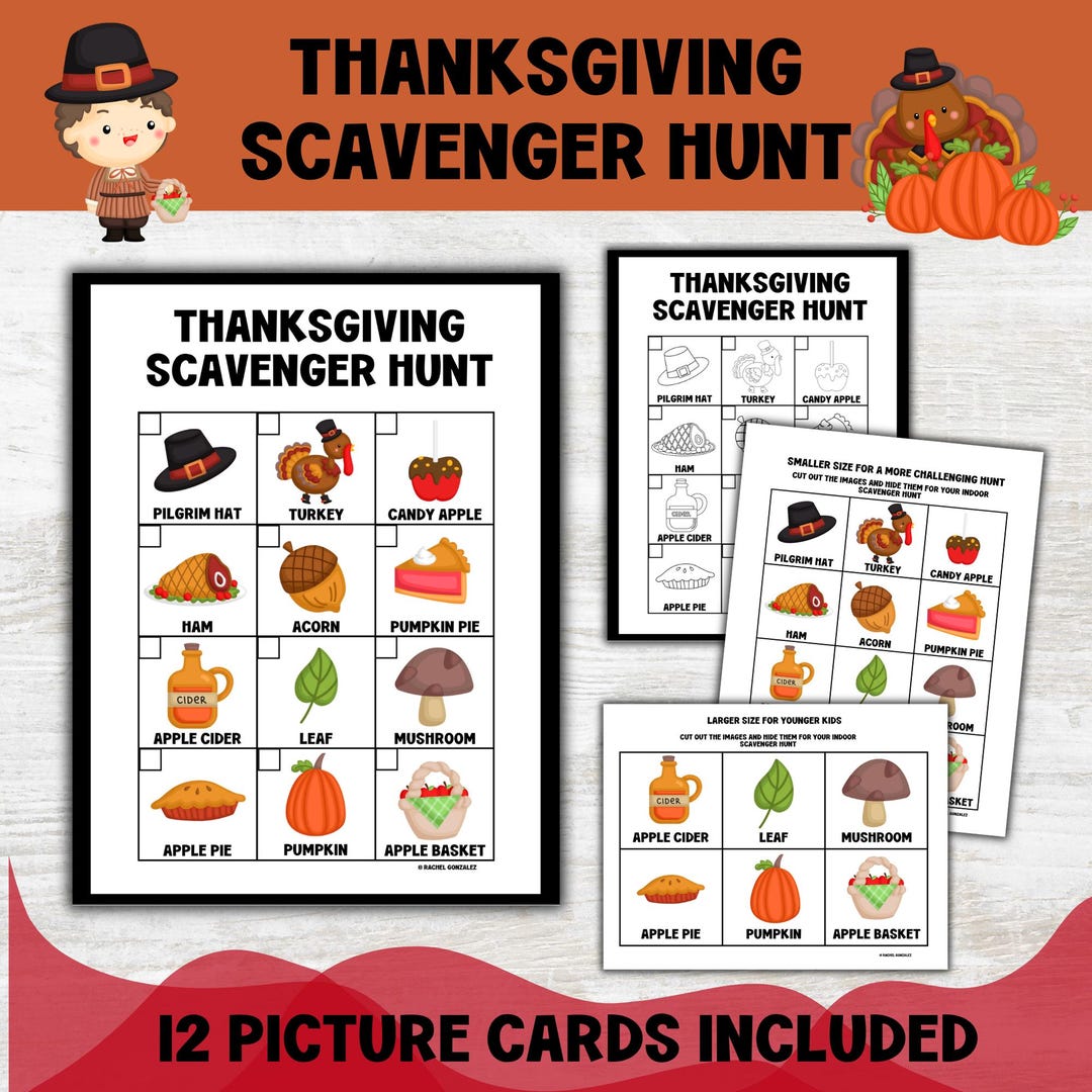 Thanksgiving Indoor Scavenger Hunt, Photo Scavenger Hunt, Printable ...