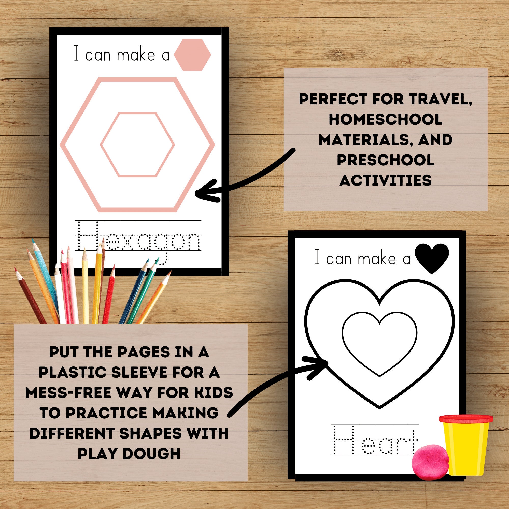Shape Playdough Flashcards, Learning Shapes, Fine Motor Skills ...
