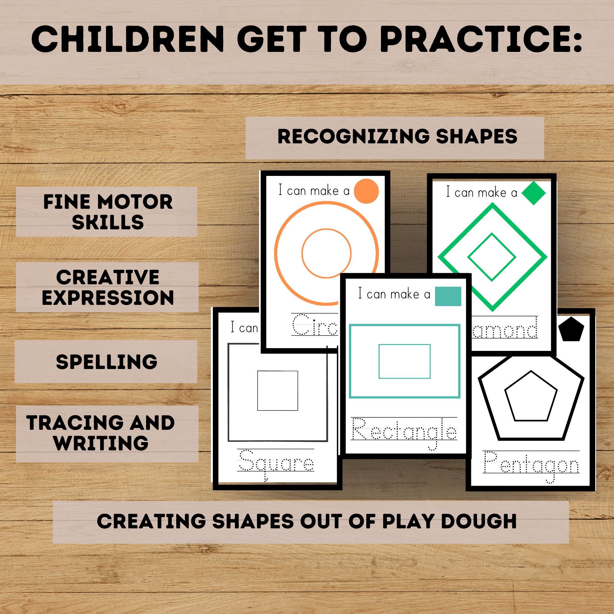 Shape Playdough Flashcards, Learning Shapes, Fine Motor Skills ...