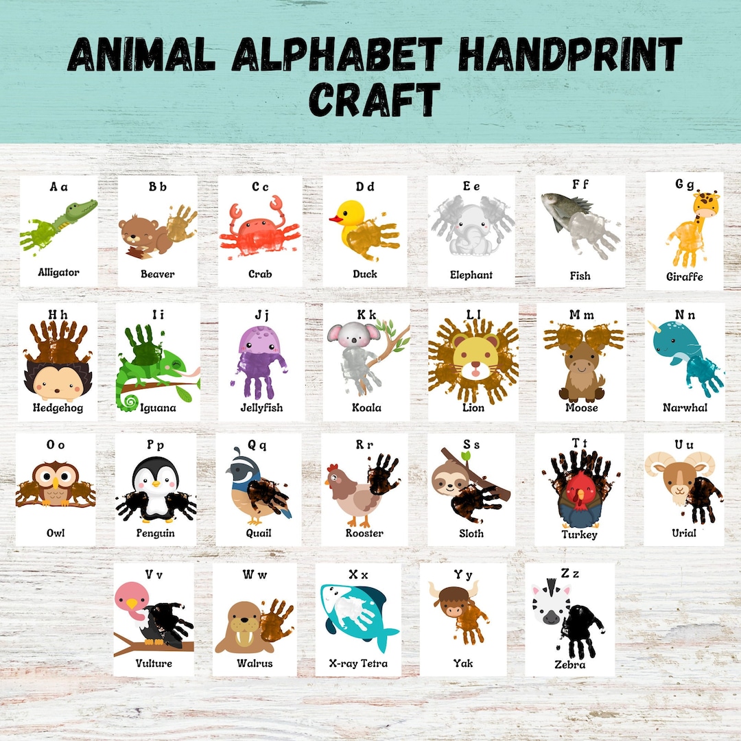Animal Alphabet Handprint Craft, Preschool Handprint Craft, Preschool ...