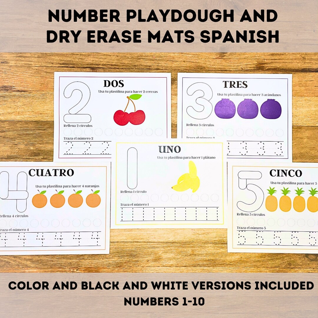 Number Playdough Mats, Spanish Learning, Fine Motor Skills, Number ...