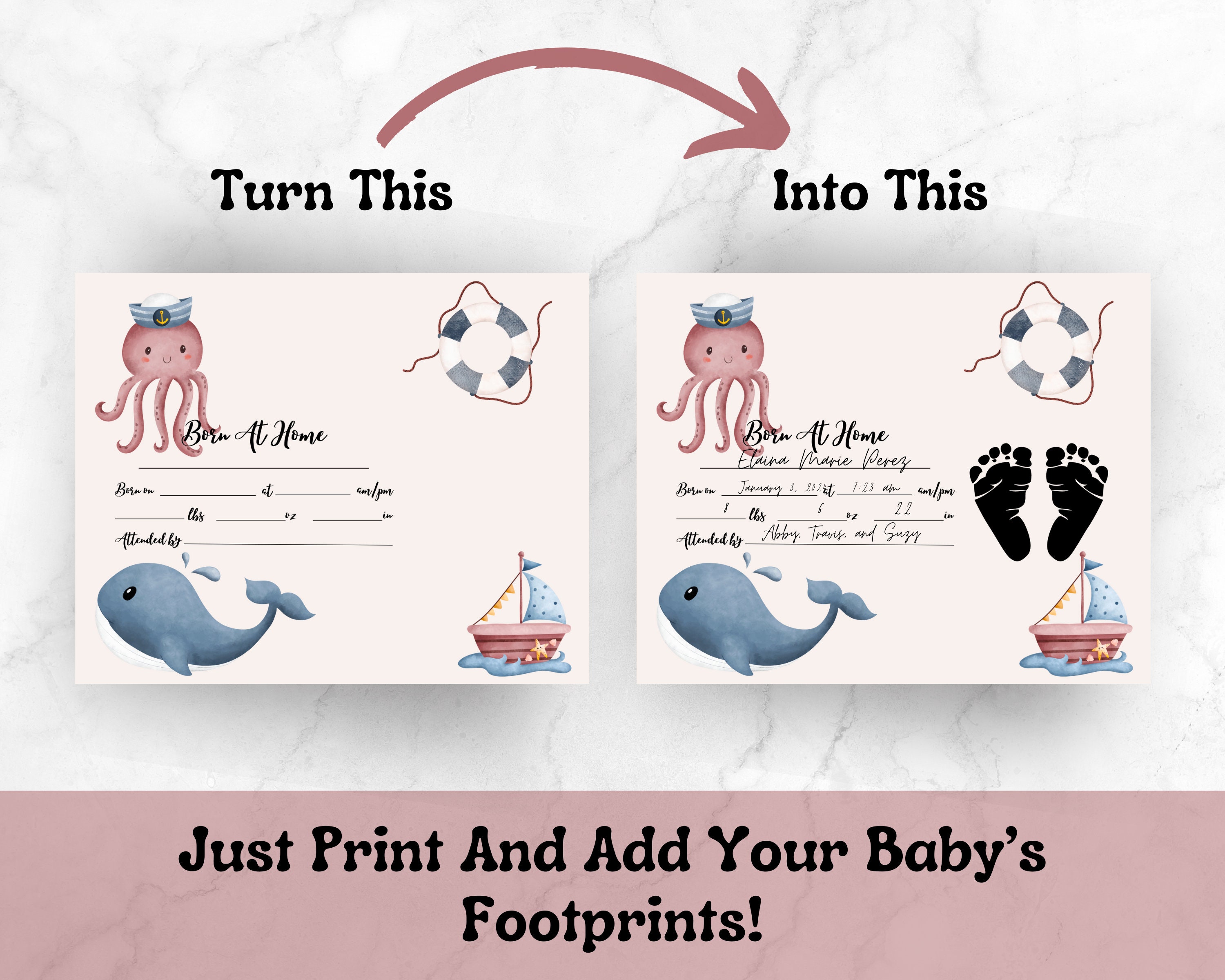 Home Birth Certificate, Birth Stats Sign, Welcome Baby Sign, Newborn ...