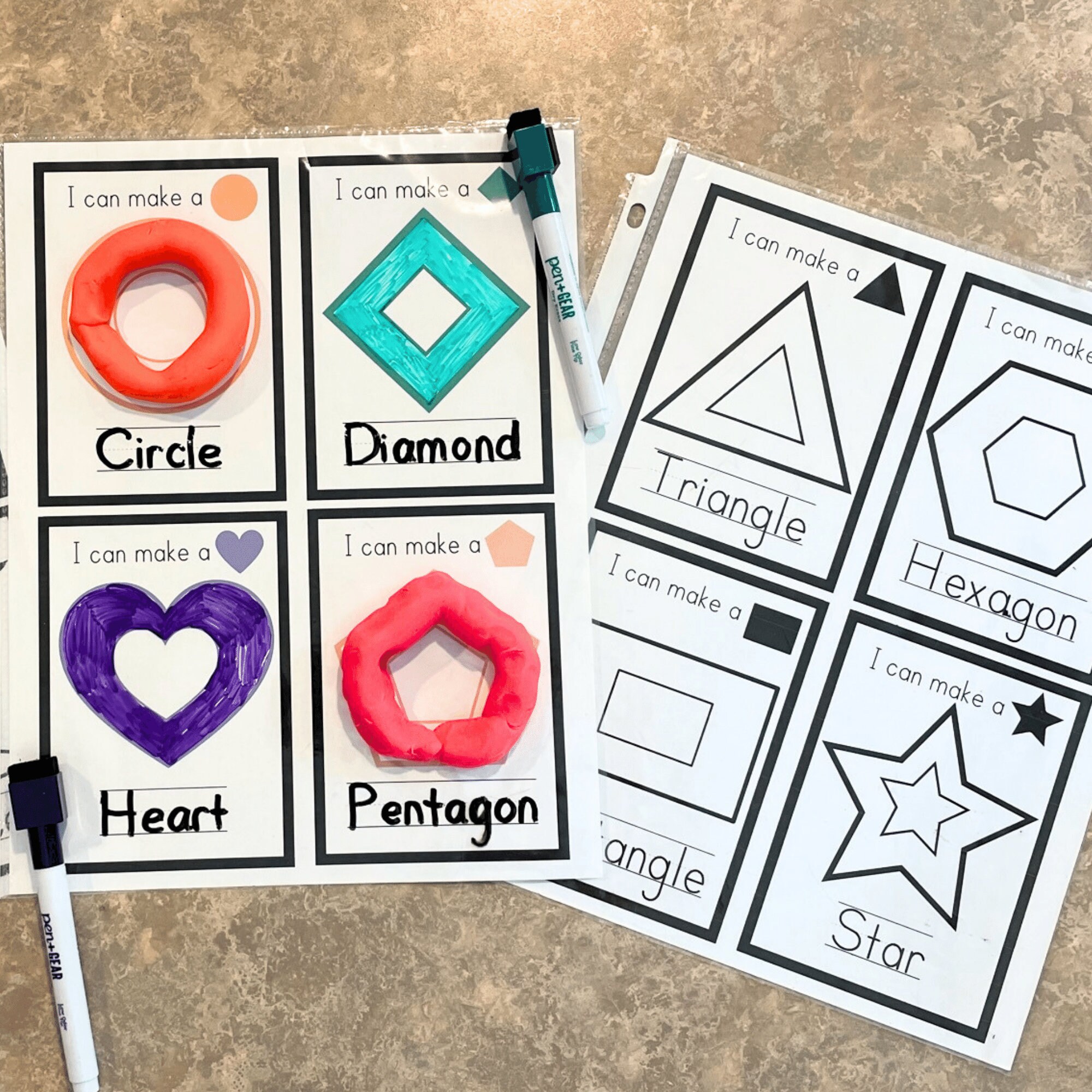 Shape Playdough Flashcards, Learning Shapes, Fine Motor Skills ...